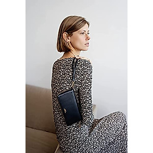 BERLINER BAGS Women’s Wallet Black Leather RFID Blocking Large Ladies’ Purse with Zipper fits 15+ Cards, Cash, Coins