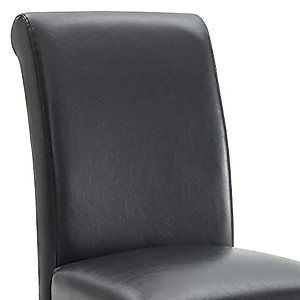 Watson & Whitely Upholstered Kitchen & Dining Room Chairs with High Back, Faux Leather Dining Chairs with Solid Wood Legs, Set of 2, Black