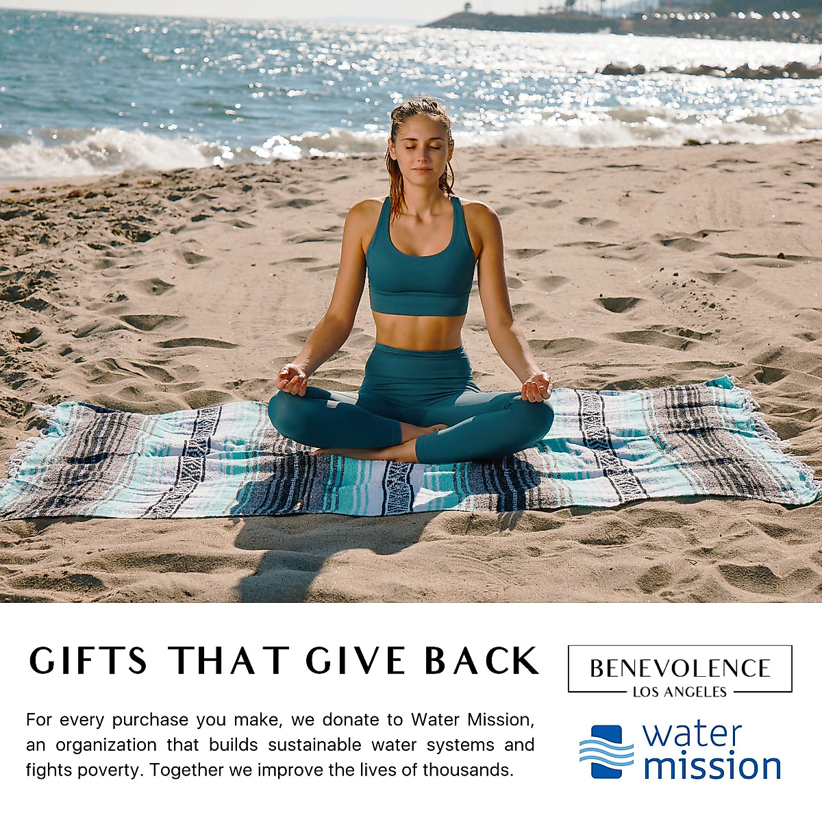 Benevolence LA Authentic Handwoven Mexican Blanket, Yoga Blanket - Perfect Outdoor Picnic Blanket, Camping Blanket, Equestrian Saddle Blanket, Serape Blanket 50x70 inches - Mint, Pack of 1