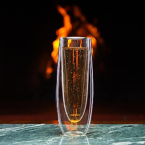 LEMONSODA Stemless Double Wall Champagne Glasses - Set of 4 (5.4 fl. oz / 160 mL) - Mimosa/Prosecco Glasses - Easy to Hold - Perfect for Bridal Shower, Weddings, Events