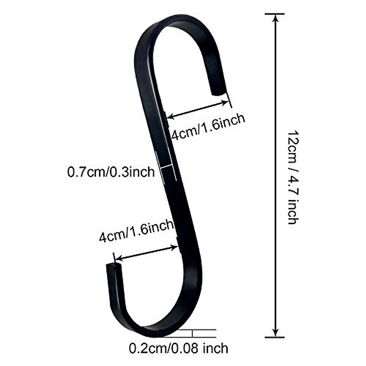 WEYEEN 10PCS Black S Hooks 4.3 inch，Heavy Duty S Hooks for Hanging Plants Outdoor Kitchenware Pan Pots Utensils Closet Clothes Bags Towels Kitchen Hooks Hanger