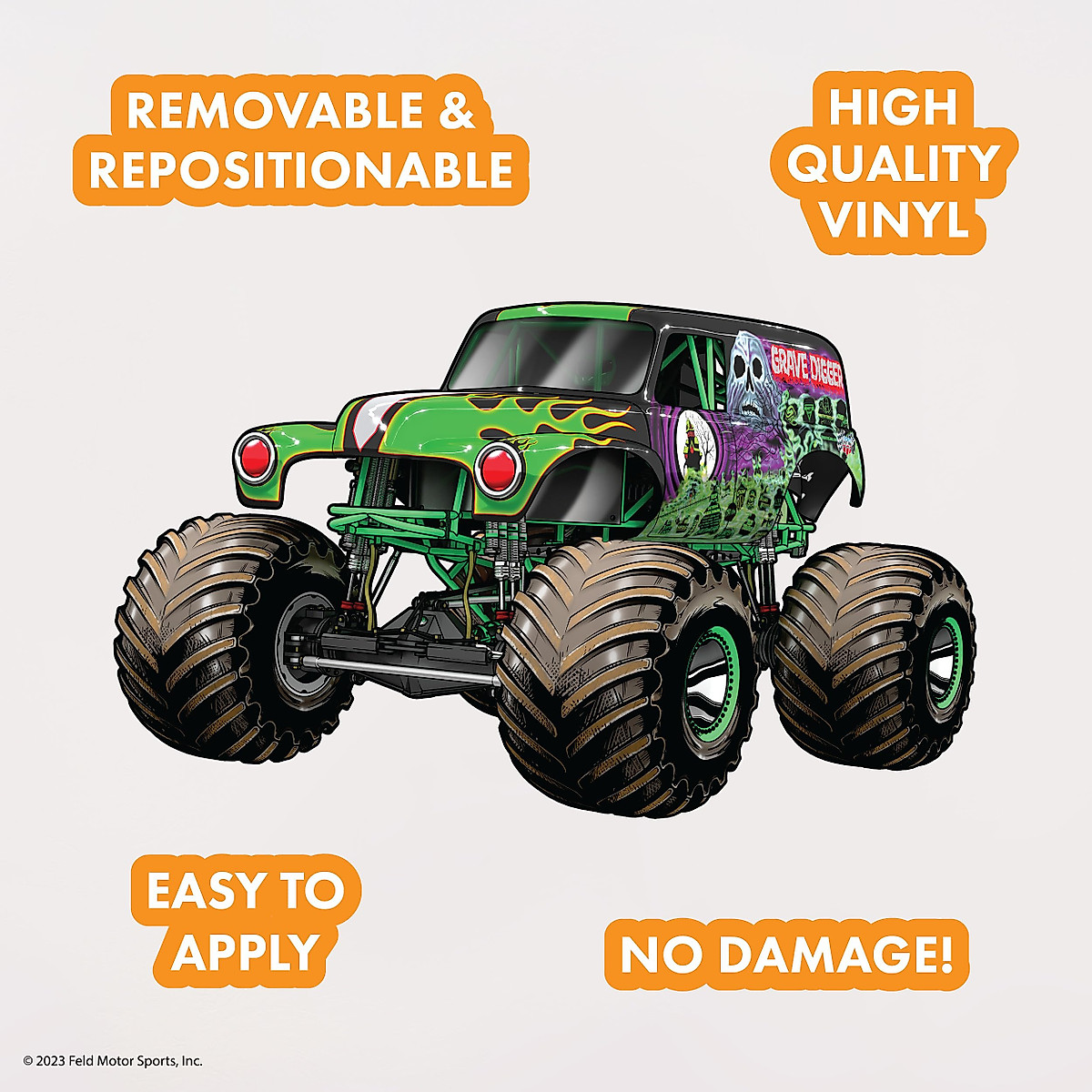 Wall Palz Monster Jam Grave Digger Wall Decal - Monster Jam Wall Stickers with 3D Augmented Reality Interaction - 28" Monster Jam Grave Digger Monster Truck Wall Decorations