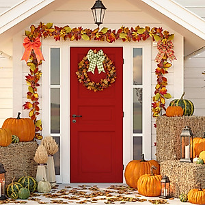 Syhood 4 Rolls Fall Ribbons Wired Thanksgiving Autumn Plaid Burlap Ribbons Wired Edge Ribbons for Wrapping DIY Crafts Floral Bows Wreath Making Supplies Gifts Decoration, 24 Yards in Total, 4 Styles