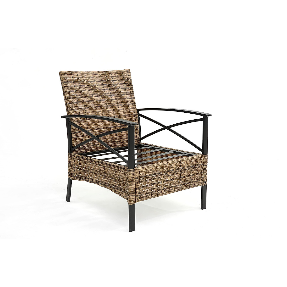 Hlcodca Outdoor Patio Furniture Sectional Sofa Set,4-Piece Rattan Wicker Dining Conversation Patio Set with Cushion & Table for Porch Yard Pool or Backyard (Blue/Garden@)