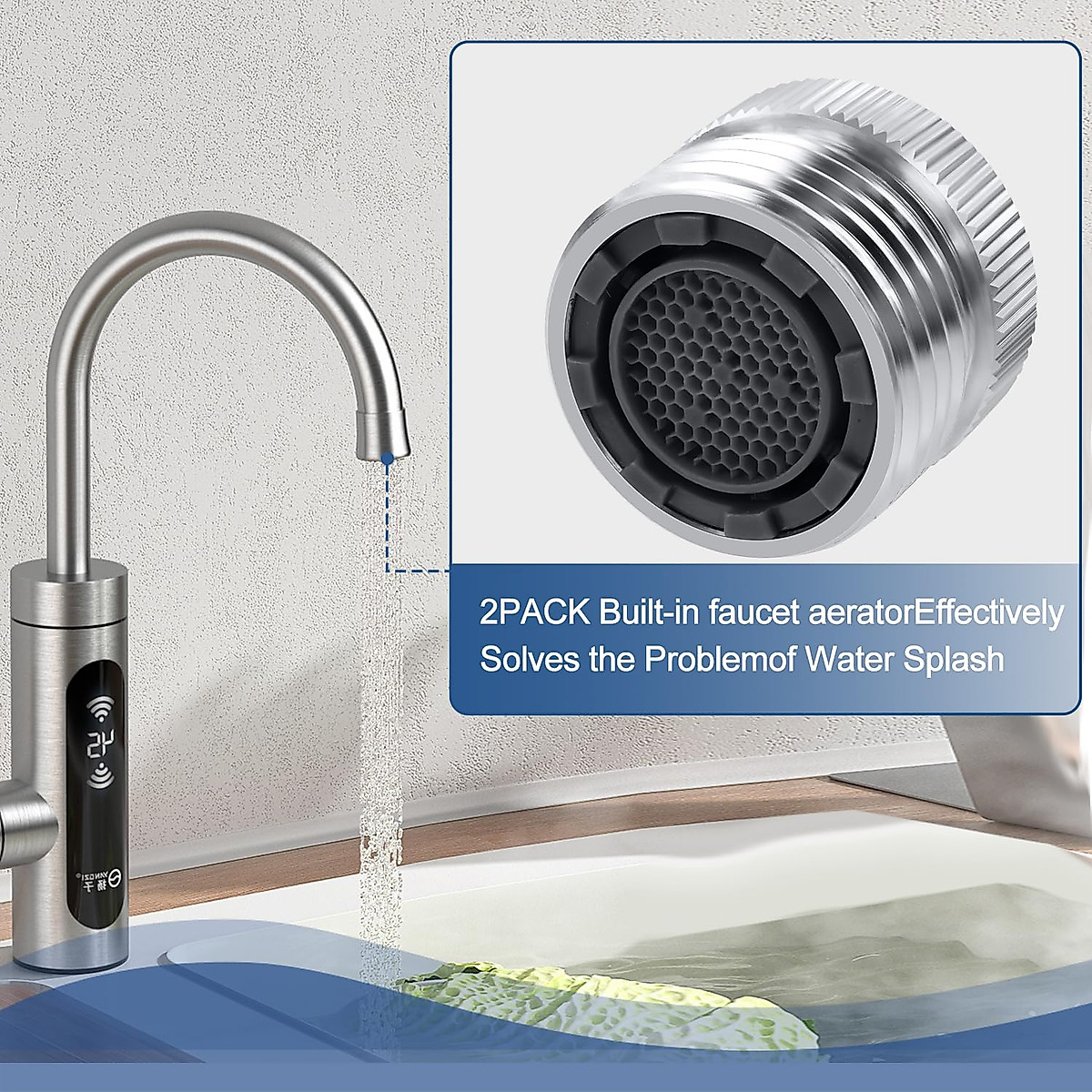 2 Pack Faucet to Hose Adapter with Aerator, Sink to Garden Hose Adapter, Faucet Adapter to Garden Hose for Kitchen and Bathroom, Hose Attachment to Sink, 3/4" GHT Thread Chrome