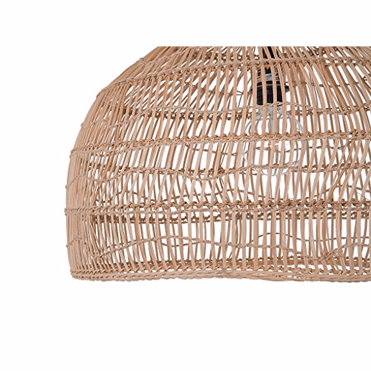 Kouboo 1050100 Open Weave Cane Rib Dome Hanging Ceiling Lamp, One Size, Wheat