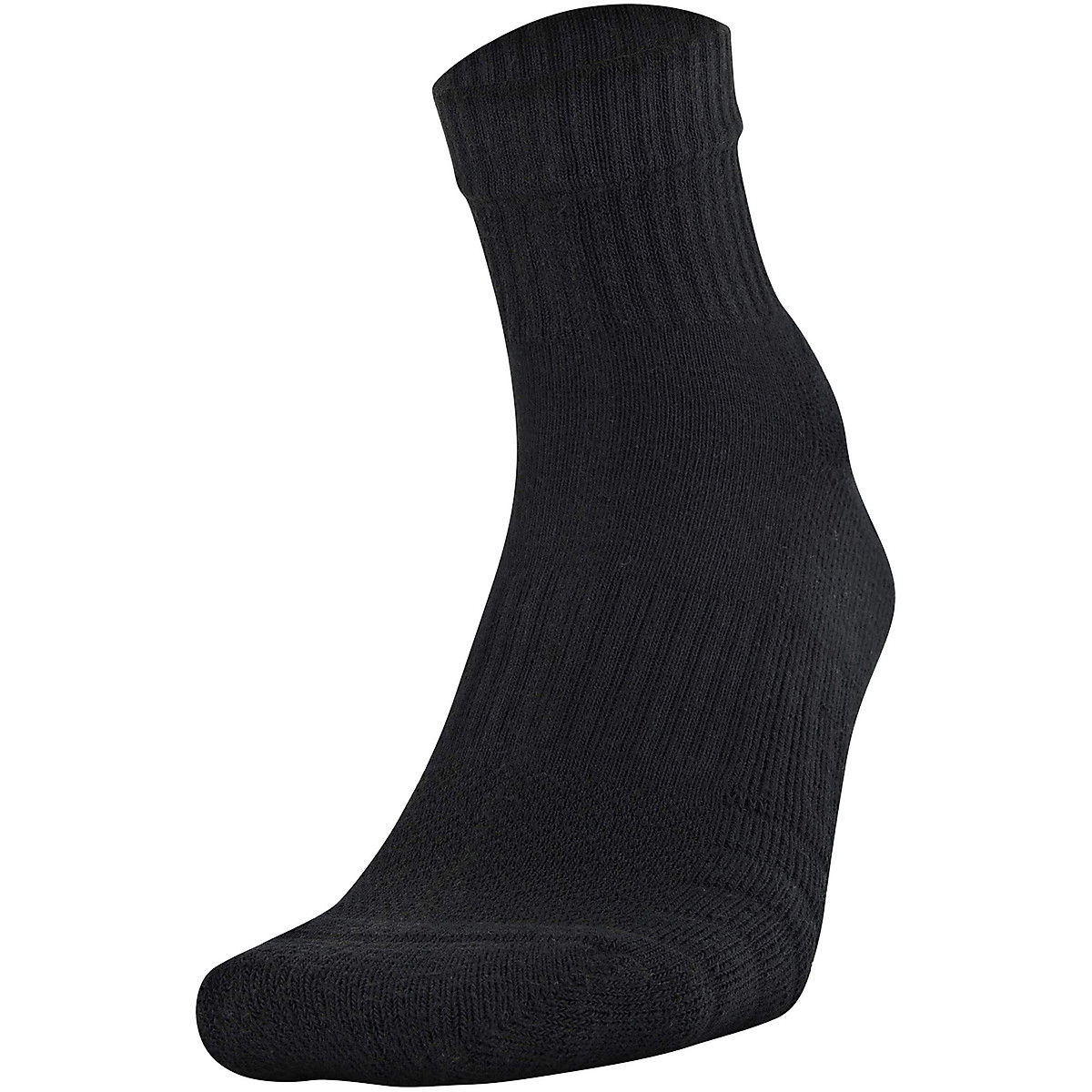 Under Armour Adult Training Cotton Quarter Socks, Multipairs , Black (6-Pairs) , Medium