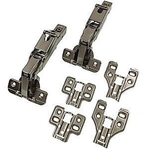DECOBASICS Lazy Susan, Pie-Corner Kitchen Cabinet Hinge Set for Folding Doors. 165 Degree Nickle Plated Iron Concealed Hinges with Plates for Face Frame and Frameless Cabinets.
