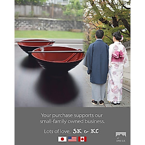 APEX S.K. 4 Sets 51 Ounce Large Japanese Ramen Noodle Soup Bowl Melamine Hard Plastic Dishware Ramen Bowl Set with Matching Spoon and Chopsticks for Udon Soba Pho Asian Noodles