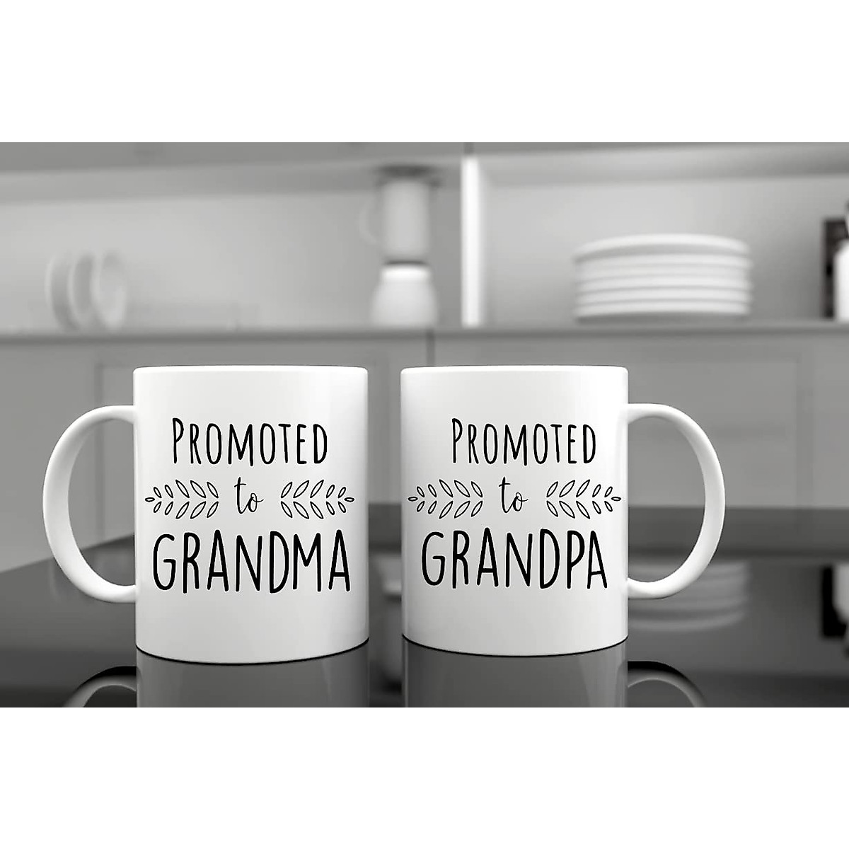 Pregnancy Announcement For Grandparents Coffee Mugs - Grandma To Be & Grandpa to Be 11 oz Mugs - Great Pregnancy Reveal Idea For Baby Announcement - Mug Set - Promoted to Grandma & Grandpa