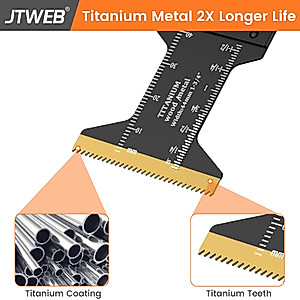 JTWEB 5PCS Titanium Oscillating Saw Blades Kit, Titanium Oscillating Multitool Blades for Metal Wood Nails Screws and Hard Material Cutting, Quick Release Oscillating Tool Blades fit Multiple Models