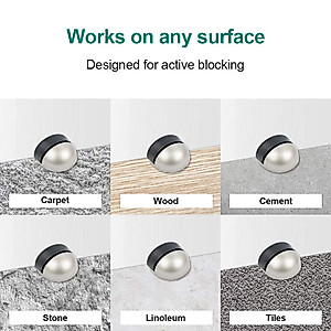 CG PLUS Floor Door Stopper with Rubber pad 4pack, Semicircle Shaped Door Stopper, Protecting Wall (2inch x 4pack, Satin Nickel)
