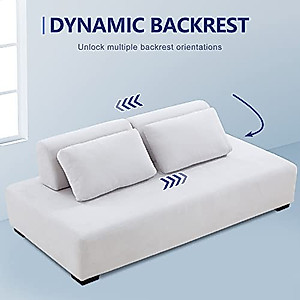 Lyromix 85'' Upholstered Sofa with Multi-Directional Modular Pillow, Loveseat for Living Room, Modern Couch for Bedroom, Cream