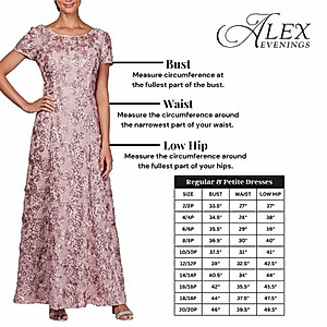 Alex Evenings Women's Long Fit and Flare Mother of The Bride Dress with Godet Detail (Petite and Regular Sizes), Rose Gold, 16
