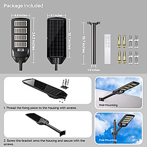 Varmtalys Solar Street Lights Outdoor Waterproof IP65, Motion Sensor Solar Street Lamps with Remote, Dusk to Dawn LED Street Lights for Yard Garden Garage with Bracket (1 Pack)