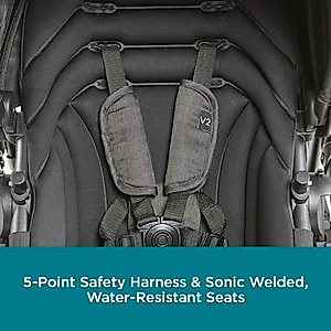 Contours Curve V2 Convertible Tandem Double Baby Stroller & Toddler Stroller - Twin Stroller, 360 Turns, Removable and Reversible Seats, Infant Car Seat Compatibility - Black Herringbone