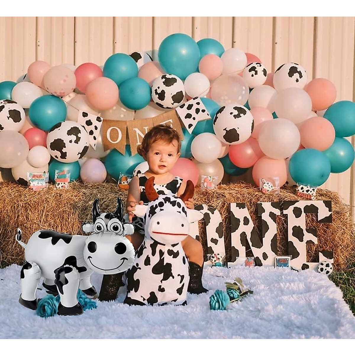 3D Cow Balloon for Western Cowboy Party Decorations,Cute Self Standing Cow Balloons for Western Cowgirl Theme Birthday Party Favor Supplies Decor
