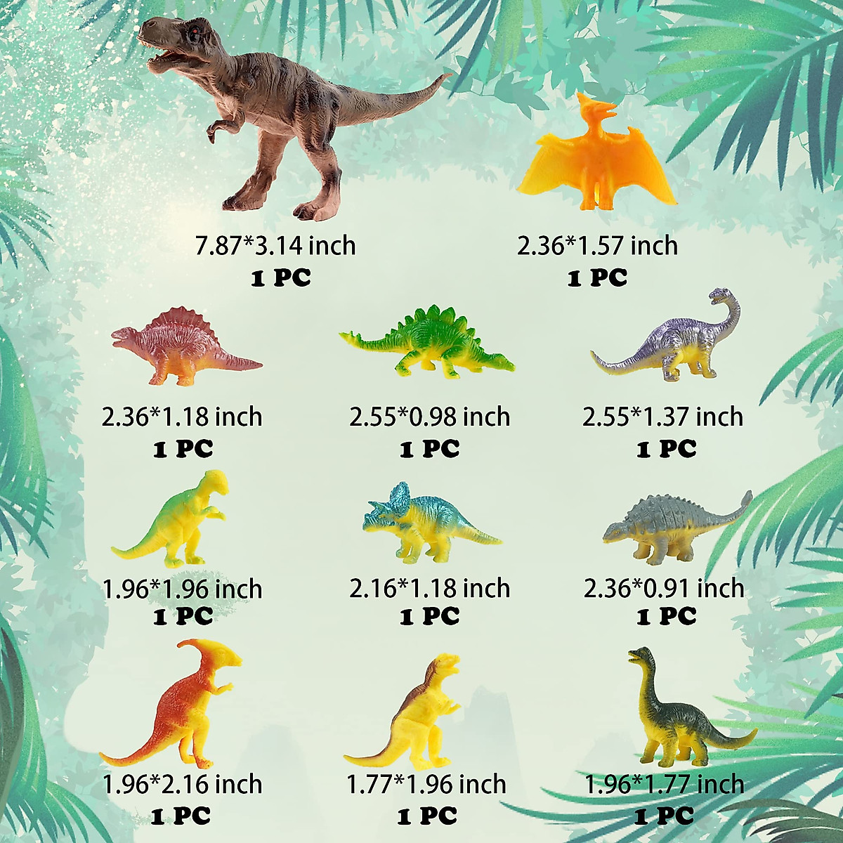 46 PCS Dinosaur Toy Model Trees Set Dinosaur Cake Toppers Dinosaur Figures Cake Decoration for Boy Girl Birthday Baby Shower Theme Party Favors Supplies