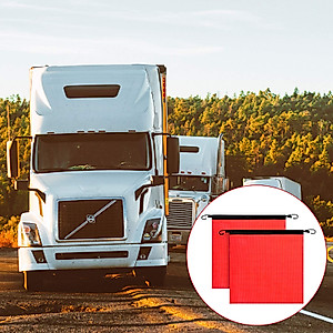 Boao 4 Pieces 18 x 18 Inch Hook Safety Warning Flag Mesh Safety Flag Warning Flag with Vinyl Welt and Bungee Cord for Truck and Pedestrian Crossings, Deep Red