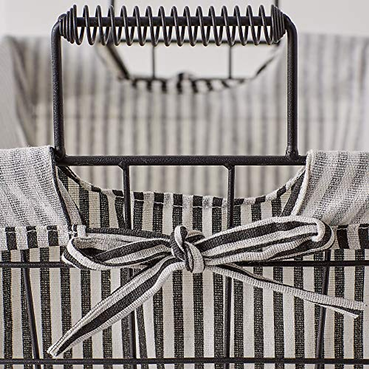 DII Metal Farmhouse Lined Basket, Contemporary Storage Container, Ticking Stripe, Assorted