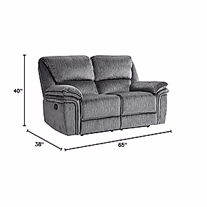 Lexicon Braddock Wall-Hugger Manual Double Reclining Loveseat, Gray