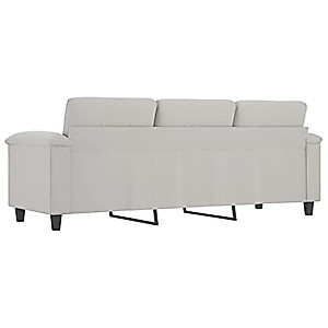 vidaXL 3-Seater Sofa Light Gray 70.9" Microfiber Fabric
