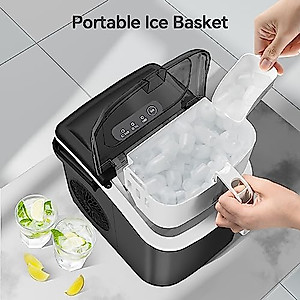 Crzoe Countertop Ice Maker Machine,Portable Ice Maker with Handle,26Lbs/24H,9 Cubes Ready in 6 Mins,Self-Cleaning Ice Makers with Ice Bags and Scoop Basket,for Home/Office