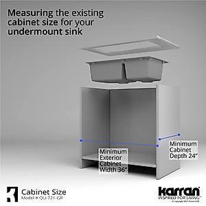 Karran QU-721 Undermount Quartz Composite 33 in. 60/40 Double Bowl Kitchen Sink with Bottom Grids and Strainers in Grey