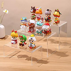 HLYU 10 Pcs Acrylic Display Risers(3",4",5",6",7"),Perfume Stand,Cup Stand,Dessert Stand,Figure Display Stand,Cake Stand (Clear)
