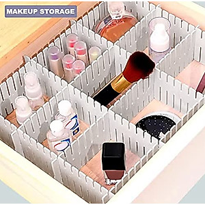 KITment 44Pcs Drawer Dividers with Fixing Buckle, Adjustable Drawer Organizer Storage Separator for Clothes, Cutlery, Socks, Underwear, Makeup, Dresser, Kitchen, Bedroom, Office, Bathroom, 14.5*2.75in