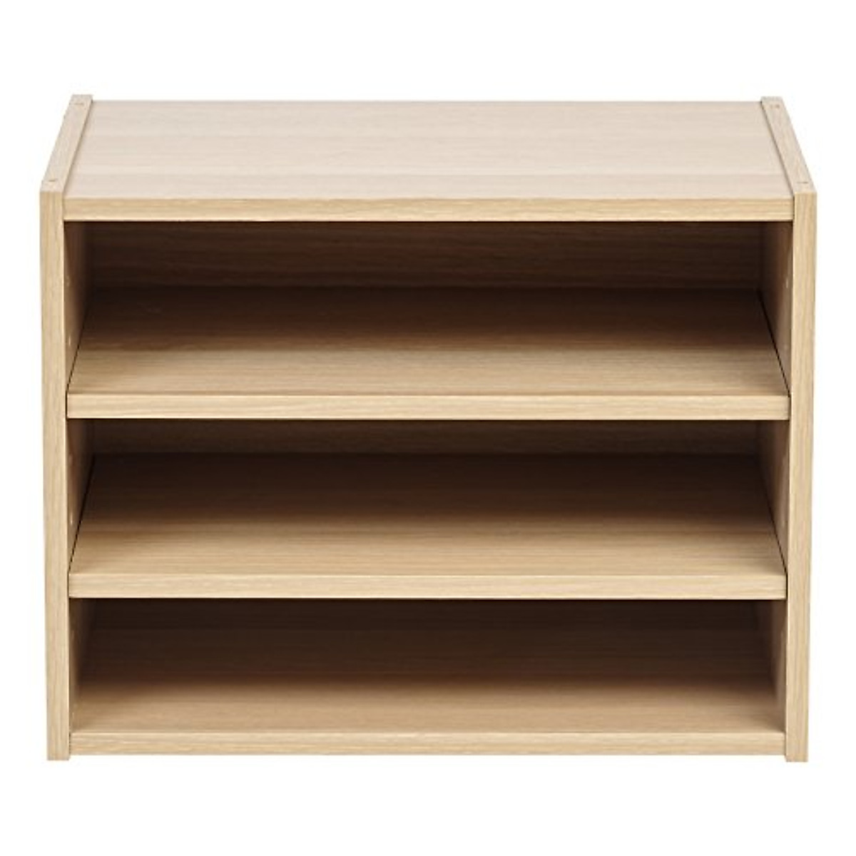 IRIS USA 3-Shelves Modular Wood Stacking Storage Box, for Office Closet and Nightstand, Easy Assembly, Customizable, Stacking Storage Boxes, Light Brown
