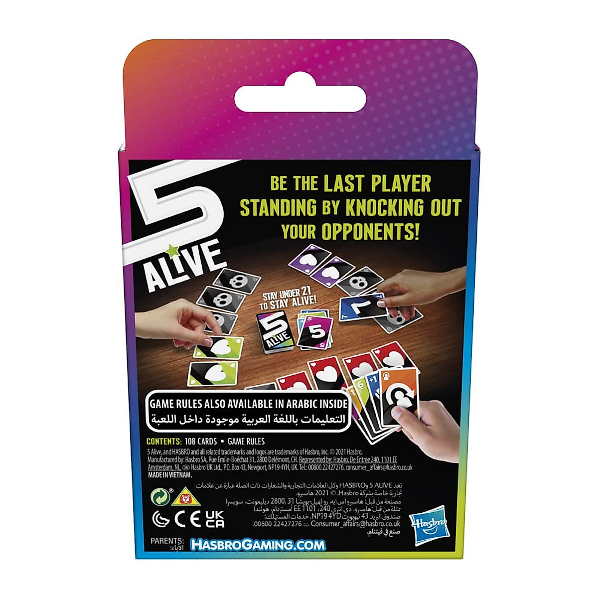 Hasbro Gaming 5 Alive, Fast-Paced Game Kids and Families, Family Quick Card Games 2 to 6 Players, Multicolor