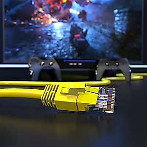 Maximm Cat 6 Ethernet Cable 8 Ft, (24-Pack) Cat6 Cable, LAN Cable, Internet Cable, Patch Cable and Network Cable - UTP (Yellow) 8 Feet ethernet Cord