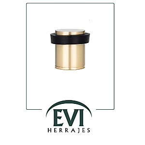 EVI | Doorstop | 0.8'' X 0.98'' | Threaded Base | Black Natural Silicone Rubber | Matte Finished Brass | Includes Screw + Fastening Plug | Pack 2X Model I-180-MT