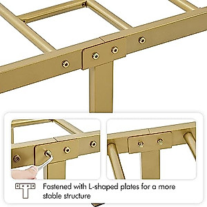 Yaheetech Classic Metal Platform Bed Frame Mattress Foundation with Victorian Style Iron-Art Headboard/Footboard/Under Bed Storage/No Box Spring Needed/King Size Antique Gold