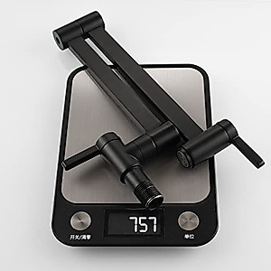 SOKNARKU Solid Brass Square Wall Mounted Folding Faucet Double Switch Foldable Kitchen Sink Pot Filler Faucet Matte Black