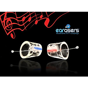 Earasers Noise Cancelling Earplugs - Reusable Noise Reduction Musicians Earplugs for Concerts, Djs – 19dB Peak Reduction