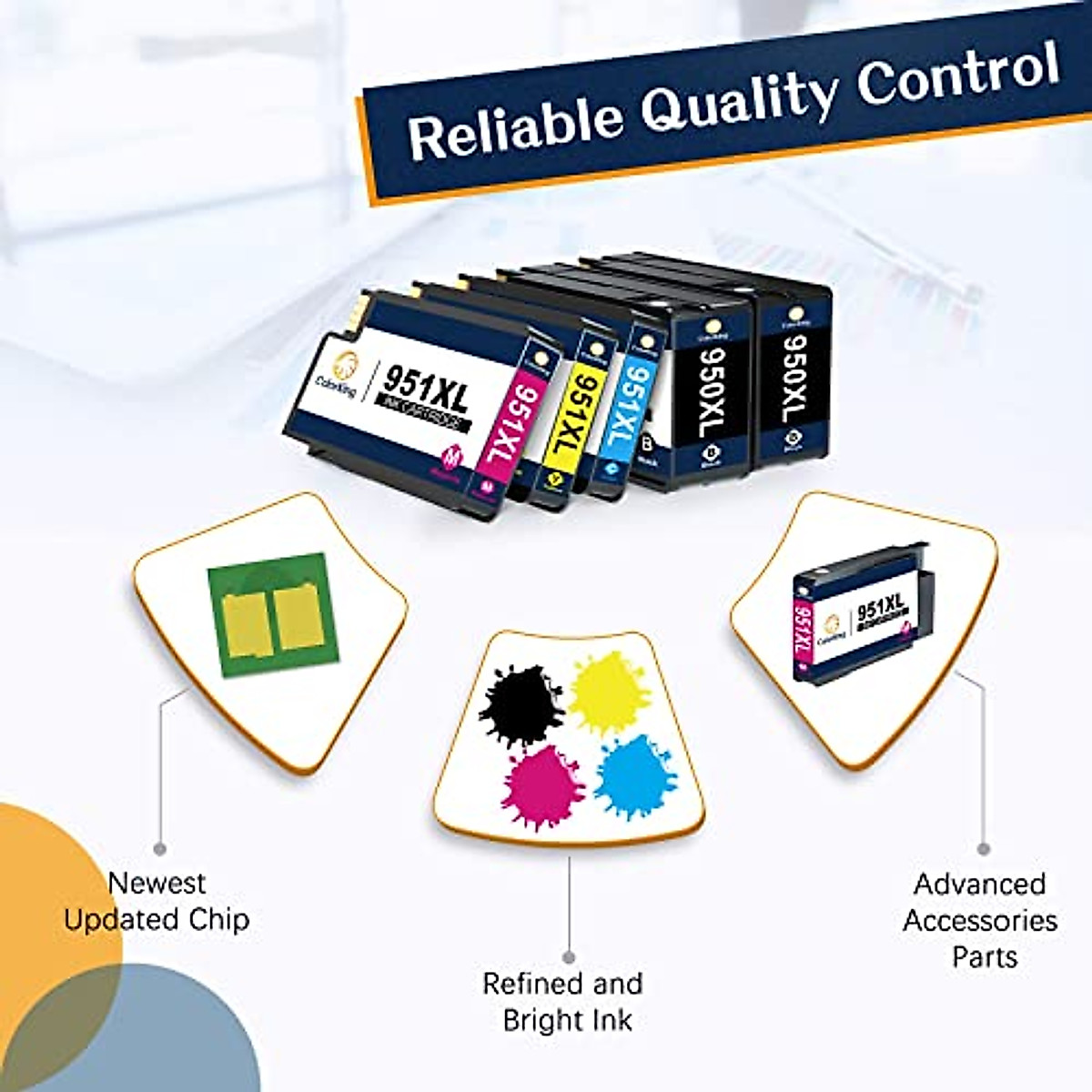 ColorKing Remanufactured 950 XL 950XL 951 XL 951XL Combo Pack Ink Cartridge Replacement for HP OfficeJet Pro 8600 8610 8615 8620 8625 8630 8640 8660 8100 276dw 251dw Printer (5 Packs)