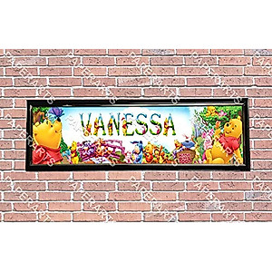 Winnie the Pooh - Personalized Birthday Name Poster with Custom Name On it, Border Mat and Frame Options