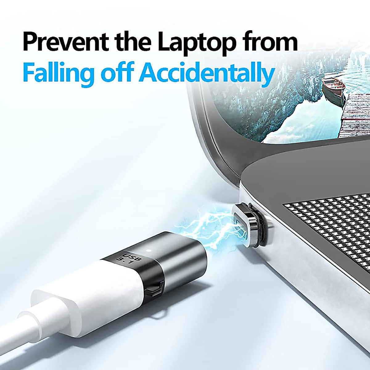 aucon USB C Magnetic Adapter 24 pin Straight 2 Pack PD 100W Fast Charging 10Gbs Data Transfer USB3.1