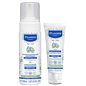 Mustela Baby Cradle Cap Bundle - Natural Baby Shampoo & Cradle Cap Cream - with Natural Avocado - 2 Piece Set