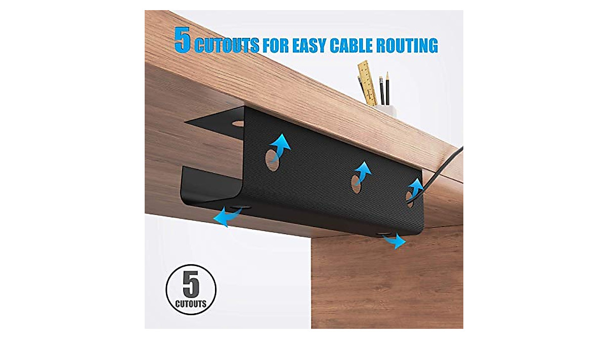 Yecaye 2 Pack Under Desk Cable Management Tray - No Drill, Easy Install