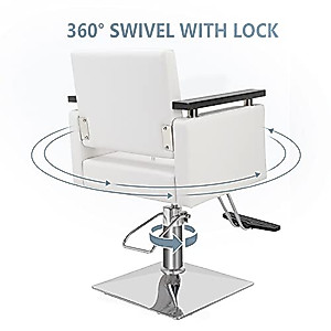 Mefeir Barber Chair Heavy Duty Hair Salon Chair for Hair Stylist White, Professional Hairdressing Styling Chair, Barbershop Spa Tattoo Esthetics Equipment