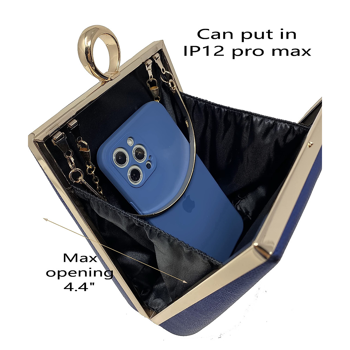 Cirilla Women Snake Pattern Evening Bag Clutch Purse Crossbody Bag with Ring-style lock for Wedding Cocktail Party Banquet (navy)