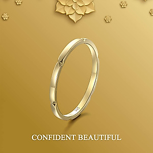 14k Gold 1.5 MM Band Rings for Women, Solid Gold Engagement Ring, Anniversary Jewelry Gifts for Wife, Present for Her (14k Gold, 8)