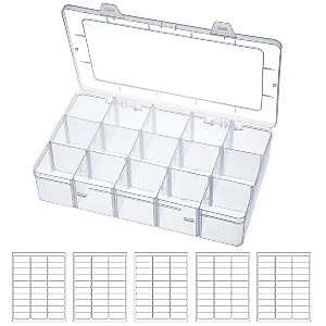 15 Grids Plastic Compartment Container, Clear Storage Organizer Box Case with Adjustable Divider Removable Grid for Art DIY Crafts Jewelry Beads Fishing Hook
