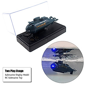 Tipmant Mini Remote Control Nuclear Submarine Toy RC Boat Electronic Water Kids Birthday Gifts (Blue)