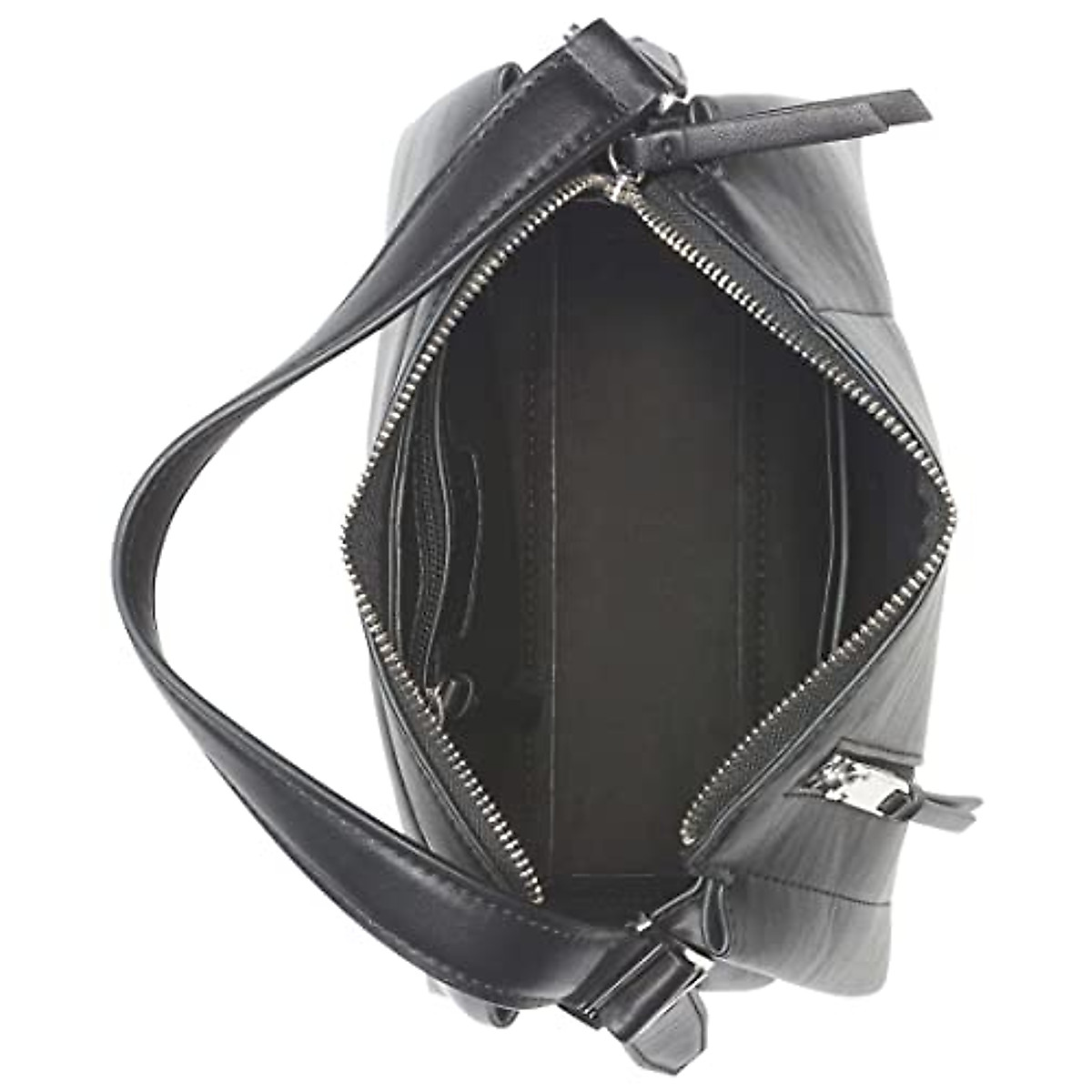 Calvin Klein Hazel Top Zip Organizational Crossbody, Black/Silver