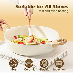 SENSARTE Ceramic Cookware Sets, Pots and Pans Set Nonstick, 14-Piece Induction Cookware, Non-toxic Healthy Non Stick Kitchen Cooking Set, with Frying Pans Set, PFAS PTFE PFOA PFOS Free