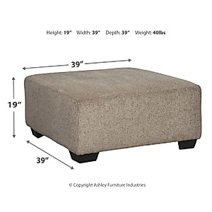 Signature Design by Ashley Ballinasloe Traditiona Square Oversized Ottoman, Beige